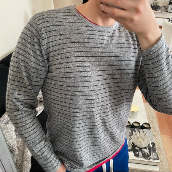 Bonobos | Sweaters | Bonobos Graynavy Striped Long Sleeve Extra Fine ...